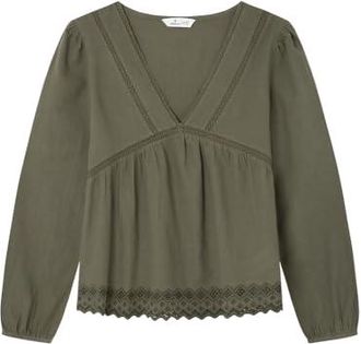 Springfield 5.t.a.Blusa Bordado Apuesta Chemisier, Kaki (Cris), 36 Femme