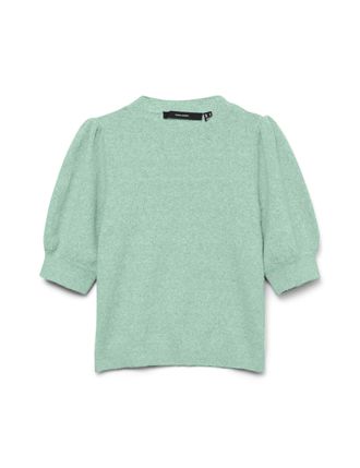 Vero Moda Damen VMDOFFY 2/4 O-Neck GA NOOS Pullover, Birds Egg Green/Detail:Melange, XS