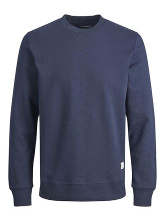 Jack & Jones Herren Jack & Jones Basic Sweater Plus Size Langarm Sweatshirt Pullover &Uuml;bergr&ouml;&szlig;e Jumper JJEBASIC, Farben:Navy, Gr&ouml;&szlig;e Pullover:5XL