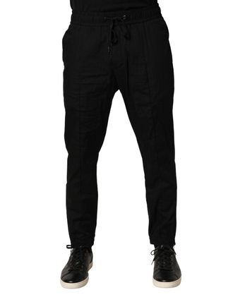 Dolce & Gabbana Mens Cotton Drawstring Joggers Black
