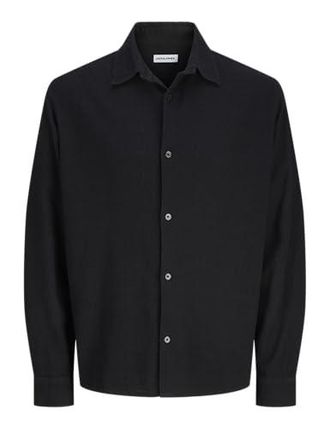 Jack & Jones Jjleo Jacquard Shirt Ls, Noir, XL Hommes