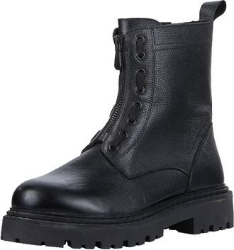 Marco Tozzi Damen Stiefeletten zum Schnüren aus Leder mit Reißverschluss, Schwarz (Black), 36 EU