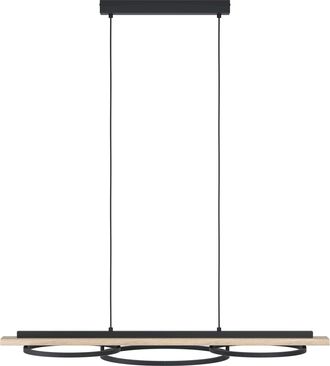 Eglo LED Pendelleuchte Boyal, 3-flammige H&auml;ngelampe, H&auml;ngeleuchte aus Metall, Holz, Kunststoff, Esstischlampe in Schwarz, Braun, Wei&szlig;, Wohnzimmerlampe h&auml;ng