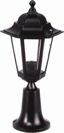 Licht-Erlebnisse Rustikale Sockelleuchte au&szlig;en 42cm regengesch&uuml;tzt Schwarz Aluminium E27 Au&szlig;enlampe Garten Terrasse HYSAIA