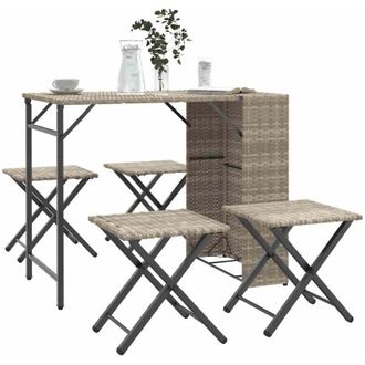 vidaXL vidaXL Ensemble &agrave; manger de jardin 5 pcs pliable gris clair poly rotin