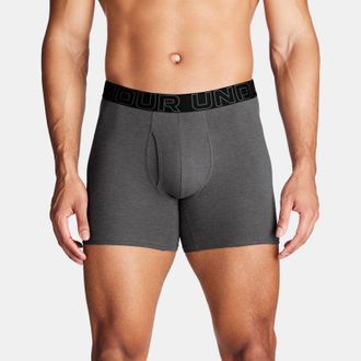 Under Armour Performance Baumwolle Boxerjock (15 cm) im 3er-Pack für Herren Castlerock Full Heather / Rot / Stahl XXL