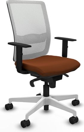 Piqueras y Crespo Schreibtischstuhl in Beige und Wei&szlig;, mit 1D-Armlehnen, h&ouml;henverstellbare Lendenwirbelst&uuml;tze, mit 5 Positionen und injiziertem Schaumstoff, Wei&szlig;/Braun