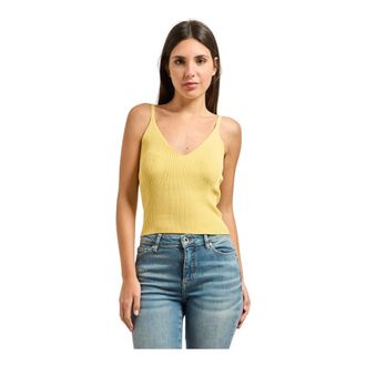 A|X Armani Exchange Femme, Pulls, Jaune, Taille: 36 FR Top Tricot&eacute; en tissu technique