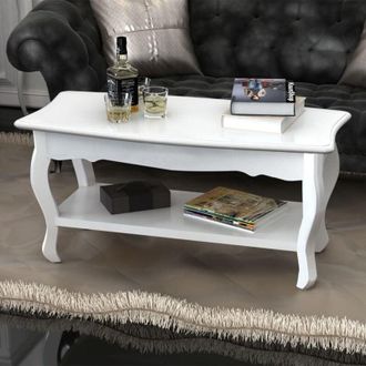 vidaXL Couchtisch mit Ablage mdf Weiß - Vidaxl