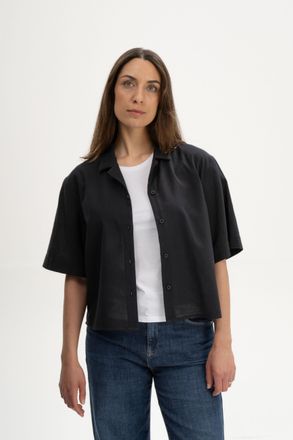 Mela Damen vegan Shirt Kurzarm Tavleen Charcoal Schwarz