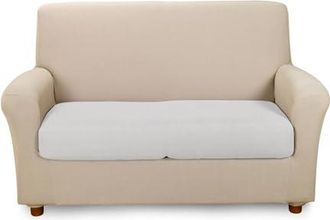 Caleffi Sofabezug, elastisch, Melange, einfarbig, 1-Sitzer, cremefarben