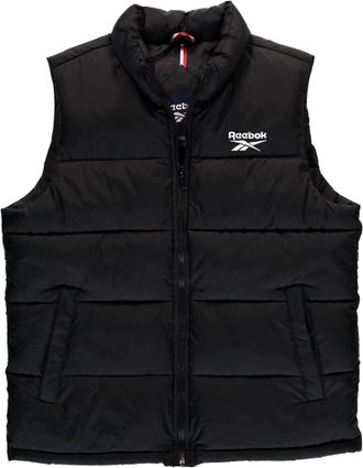 Reebok Herren Pufferweste, durchgehender Rei&szlig;verschluss, mittelschwer, dick, isoliert, &auml;rmellos, f&uuml;r den Au&szlig;enbereich, gesteppt, Winterweste, Schwarz (Black 