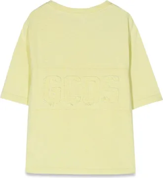 GCDS Logo-Print Cotton T-Shirt - Yellow