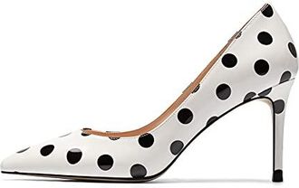 EDEFS Femmes Escarpins à Bout Pointu, 8CM Chaussures à Talons Hauts, Chaussures de Date Habillées Ludiques, Polka Point Taille EU38