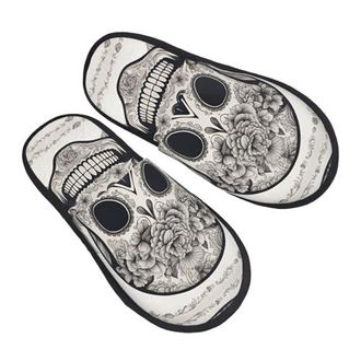 Generic Pantoufle Impression De Cr&acirc;nes Mexicains Chaussons Maison Chauds Chaussures Pour Homme Chambre Ext&eacute;rieur L