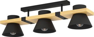 Eglo Deckenlampe Maccles, 3-flammige Deckenleuchte, FSC100HB, Wohnzimmerlampe aus Holz und Metall in Schwarz, Deckenspot für Wohnzimmer und Schlafzimmer, L