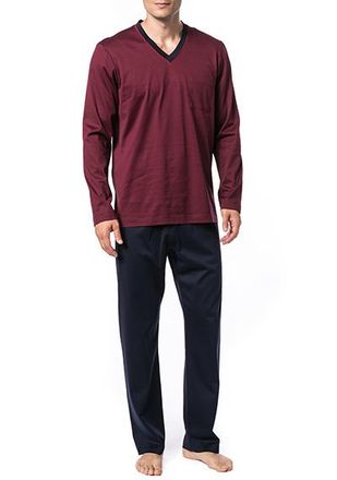 Novila Herren Pyjama rot Jersey-Baumwolle unifarben