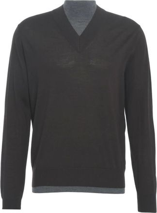Paolo Pecora Homme, Pulls, Brun, Taille: M Pull col en V en Marron Aw25