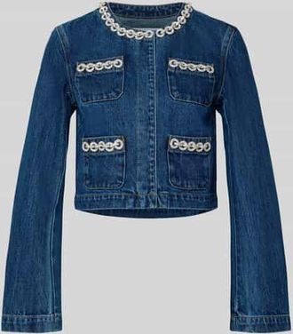 Self Portrait Jeansjacke mit Strasssteinbesatz