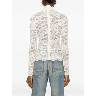 Paco Rabanne Lace High-Neck Blouse - Beige
