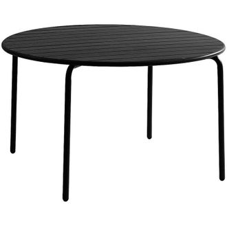 Vente-Unique Table de jardin ronde D.110 cm en m&eacute;tal - Noir - MIRMANDE de MYLIA