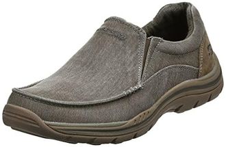 Skechers Expected Avillo Mocassins à Enfiler pour Homme, Coupe décontractée, Kaki, 7 X-Wide