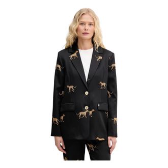 Lola Casademunt Blazer Droit Imprim&eacute; Animalier - Femme - Vestes - Noir - Taille: 36 FR