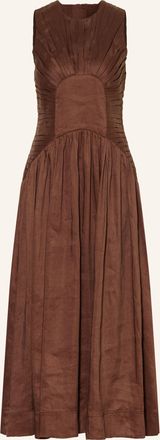 Aje Kleid Medea Mit Leinen braun