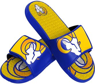 Foco Los Angeles Rams NFL Colorblock Big Logo Gel Slide Blue Yellow Badelatschen Hausschuhe - XL