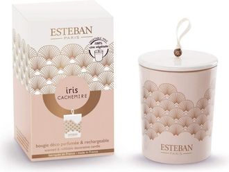 Esteban Paris Parfums Paris - Nachf&uuml;llbare Deko-Duftkerze IRIS CACHEMIRE 170g mit Keramikdeckel