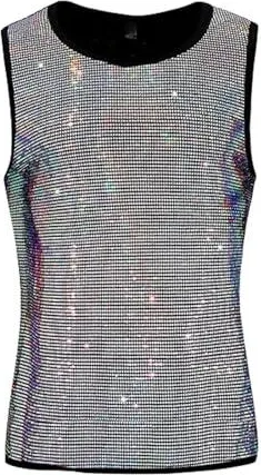 Generic D&eacute;bardeur de plage &agrave; paillettes pour homme - D&eacute;bardeurs athl&eacute;tiques &agrave; strass &eacute;tincelants - Pour entra&icirc;nement et vacances - Sans manches - Chemise de s