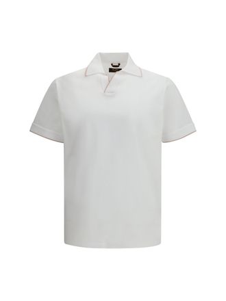 Moorer Mens Polo Shirt Bradley-Jcl White-Flamingo Cotton White/flamingo T-shirts And Polos
