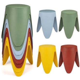 Costway lot de 8 tabourets en plastique empilables color&eacute;s chaises gigognes flexibles si&egrave;ge rond portable sans dossier salle de classe &eacute;cole primaire stable