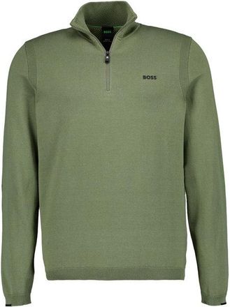 HUGO BOSS Herren Troyer gr&uuml;n Baumwolle unifarben