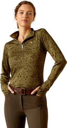 Ariat Womens Prophecy 1/4 Zip Baselayer Top Long Sleeve in Relic, Size X-Small, by Ariat
