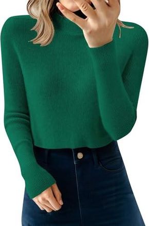 Generic Pull pour femme - Col mi-haut - Couleur unie - R&eacute;tro - Coupe ajust&eacute;e - Couche de base - Chaud et confortable - Pour lautomne et lhiver - Pour le quoti