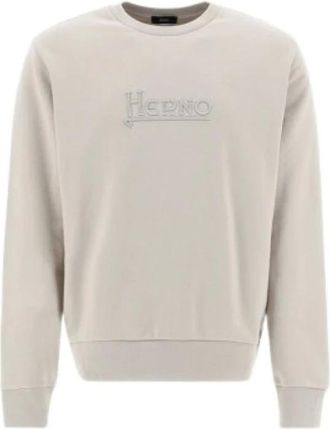 Herno Homme, Sweatshirts et sweats &agrave; capuche, Beige, Taille: XL SweaT-shirt Coton Logo Chantilly