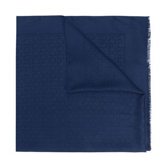 Ferragamo Femme, Accessoires, Bleu, Taille: ONE Size Gancini Print Scarf