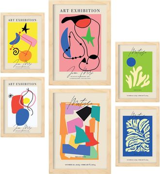 Nacnic Set von 6 Poster Kunstausstellung. Sammlung von Platten mit ästhetischer Collage für Innendekoration. Größen A3 und A4. Rahmenlos
