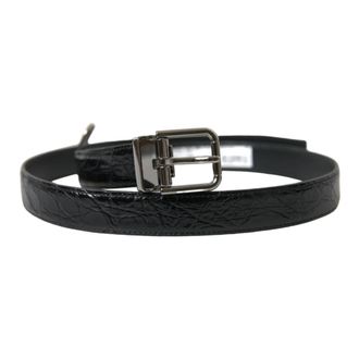 Dolce & Gabbana Lederg&uuml;rtel mit silberner Metallschnalle - - Accessories - Herren - Schwarzk - ONE SIZE