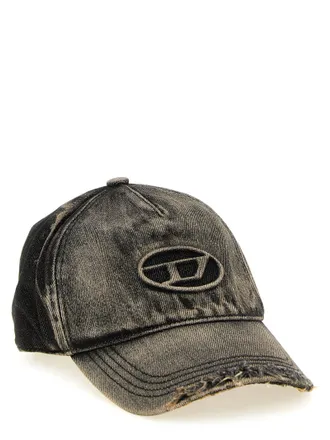 Diesel Distressed Denim Baseball Cap - Black