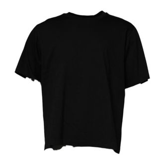 Dolce & Gabbana Schwarzes Baumwoll-T-Shirt mit Logodetails - - Tops - Herren - Schwarzk - XL
