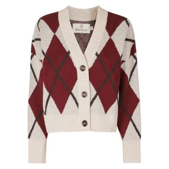 Barbour Cardigan Harleigh Argyle en laine m&eacute;lang&eacute;e - Femme - Pulls - Multicolore - Taille: 36 FR