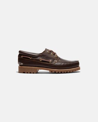 Timberland Handgen&auml;hte Timberland Authentic 3-&Ouml;sen-Bootsschuhe f&uuml;r Herren in Braun, Herren, Braun, Gr&ouml;&szlig;e