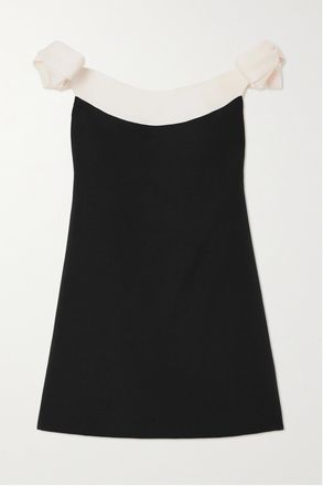 Valentino Garavani Mini-robe &Eacute;paules Nues En Laine Et Soie M&eacute;lang&eacute;es &Agrave; Noeuds - Noir