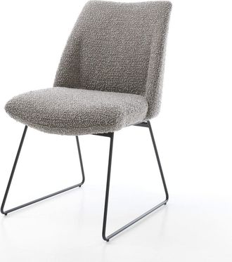 DELIFE Esszimmerstuhl Elso-Flex Bouclé Silbergrau Kufengestell Schwarz Taschenfederkern, Esszimmerstühle