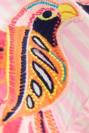 Next Midikleid Besticktes Midikleid, tropisches Vogelmuster (1-tlg)