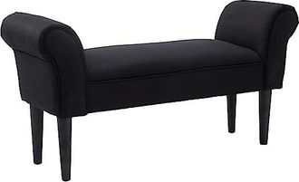 HOMCOM Banc Entr&eacute;e Bout de Lit Rembourr&eacute; pour Chambre &agrave; Coucher, Tissu &agrave; Voile, Noir, 102 x 36 x 51 cm