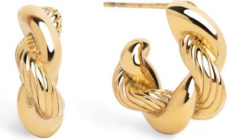 Singularu Mini Twist Rope Creolen. Edelstahl mit 18 Kt Vergoldeter Beschichtung. Schmuck f&uuml;r Damen