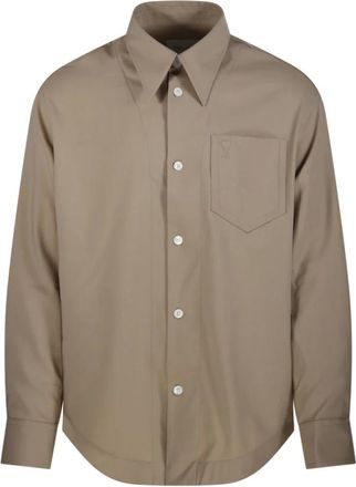 Ami Homme, Chemises, Brun, Taille: S Chemise Large &agrave; Manches Longues Avec Col Pointu Et ADC En Relief